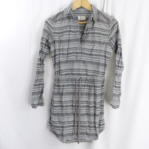 Lou & Grey | Dresses | Lou Gray Drawstring Gray Striped Cotton Dress ...